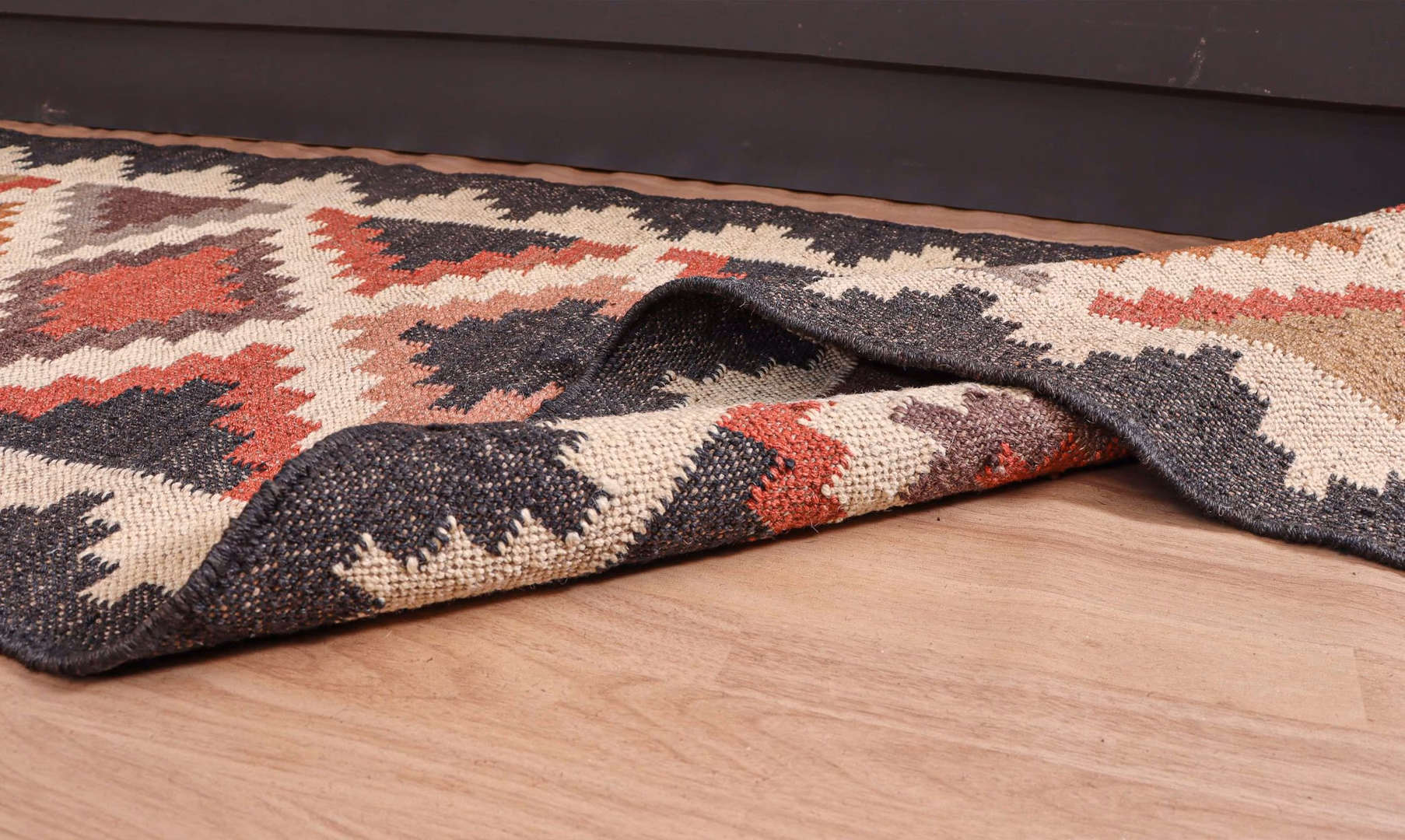 Indian Traditional Wool Jute Kilim Runner Rug