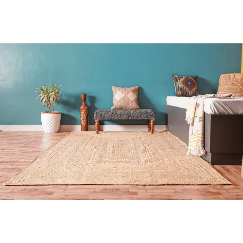Hand Braided Natural Rounding Pattern Jute Rug