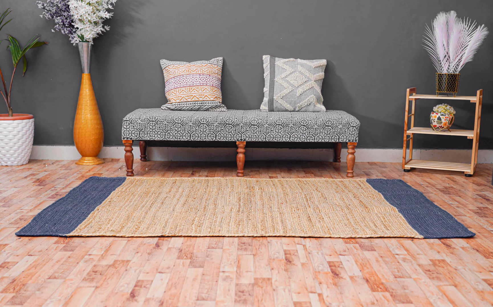 Eco Friendly Handmade Bohemian Natural Jute Braided Rectangle Rug with ...