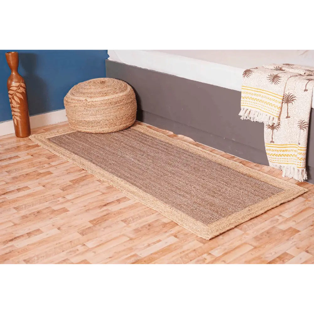 Brown Jute Rug With Beige Border Decor Home
